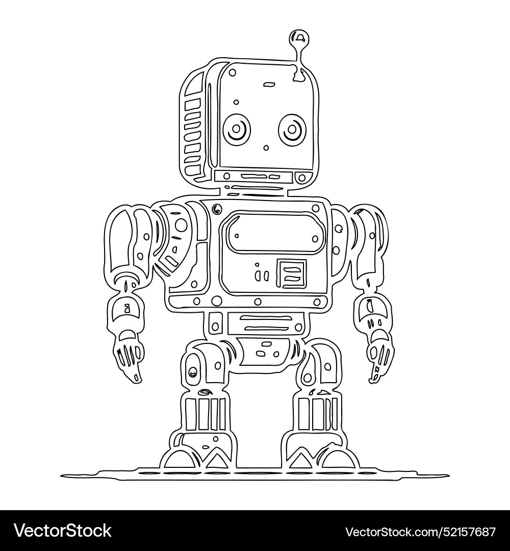 Robot outline sketch Royalty Free Vector Image