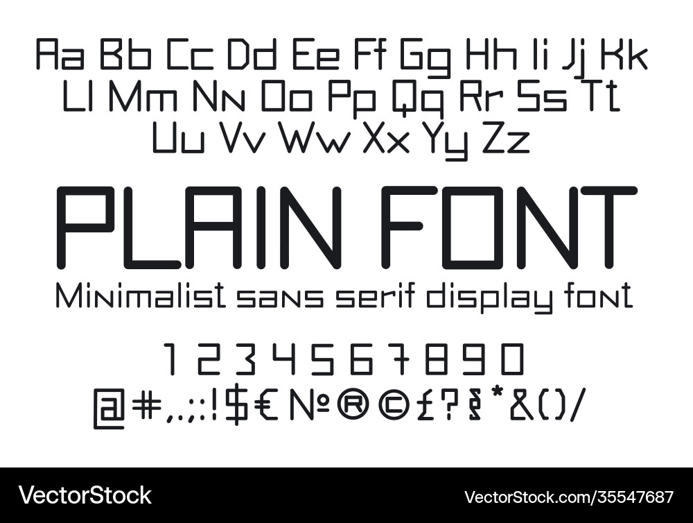 Straight linear font Royalty Free Vector Image