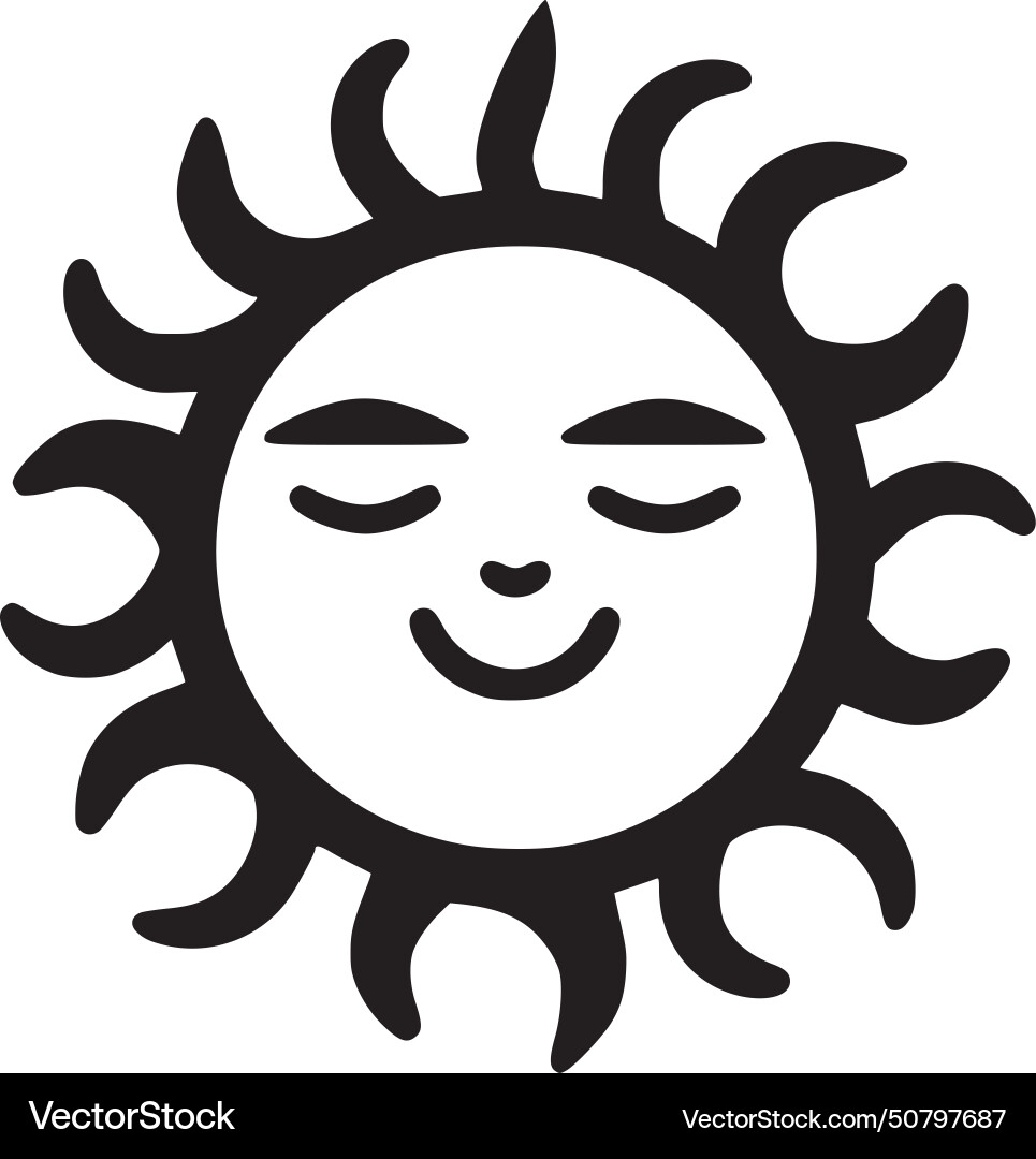 Sun - black and white Royalty Free Vector Image