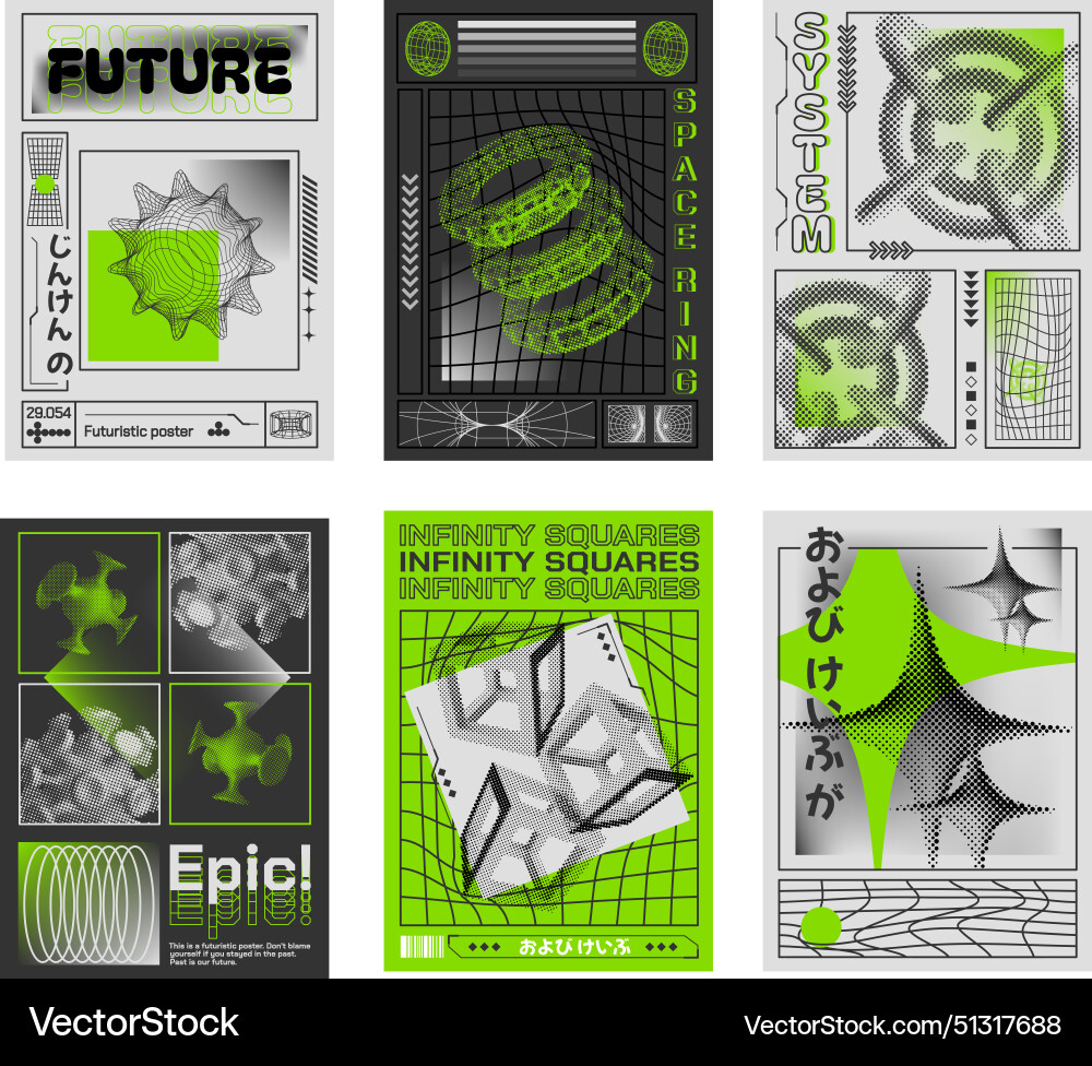 Abstract 3d poster templates retro futuristic Vector Image
