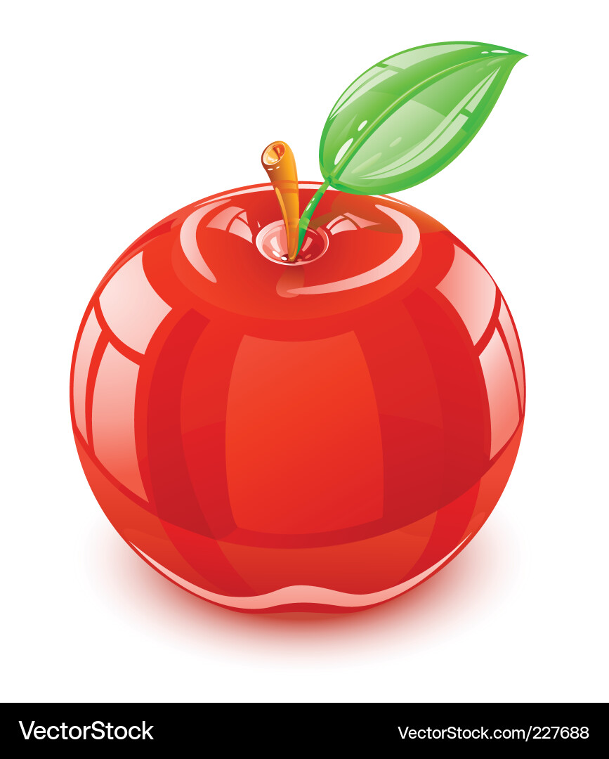 Apple with leaf Royalty Free Vector Image - VectorStock