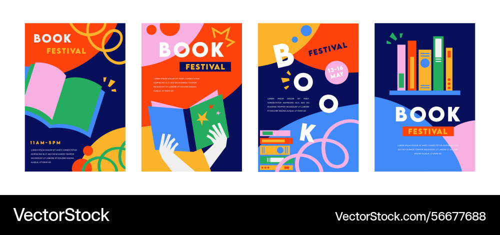 Book fair poster for advertising banner – Royalty-Free Vector | VectorStock