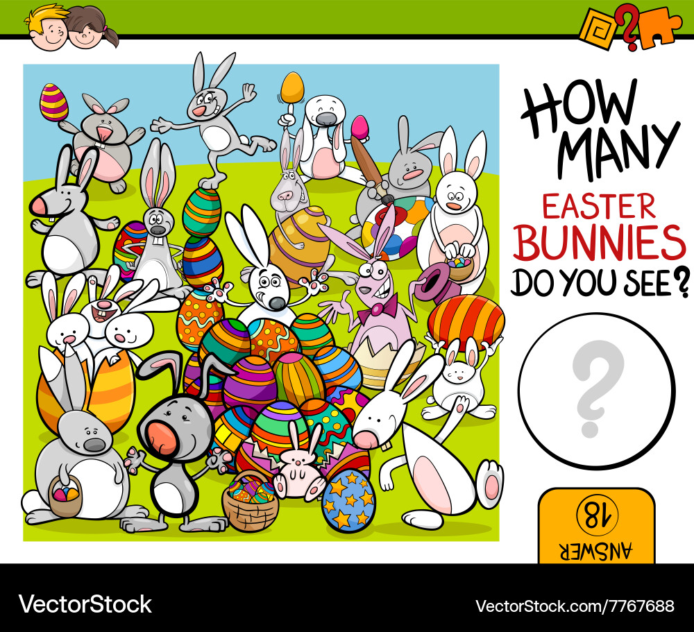 Counting task with easter bunny Royalty Free Vector Image
