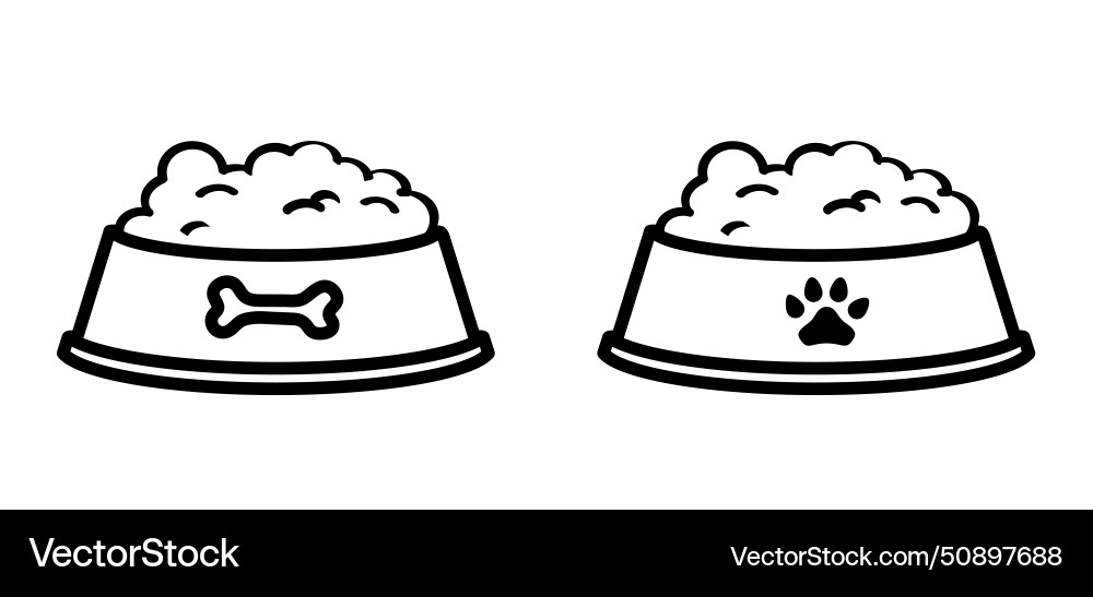 Dog bowl and bone or footprints Royalty Free Vector Image