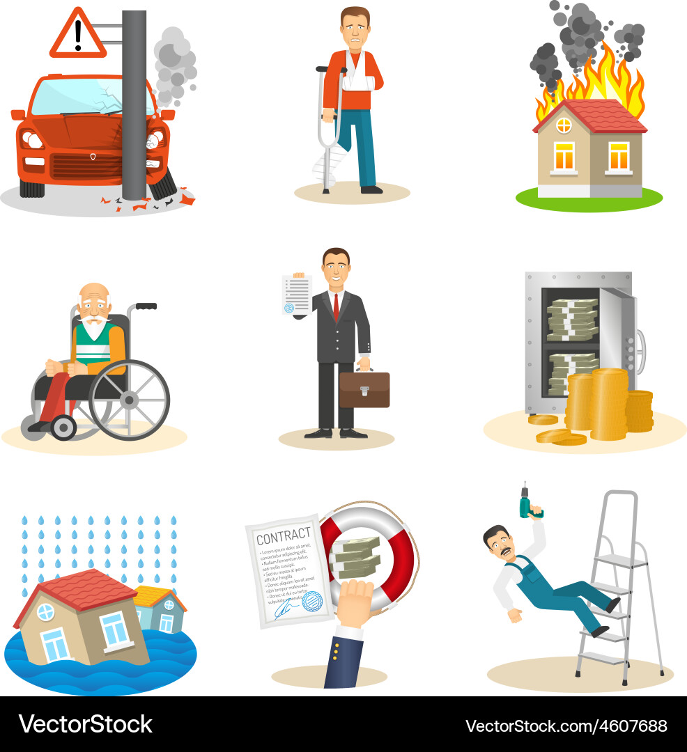 Insurance and risk icons Royalty Free Vector Image
