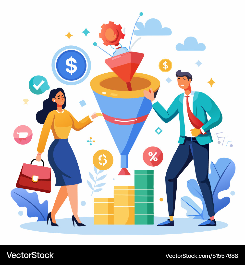 Marketing or sale funnel conversion rate Vector Image