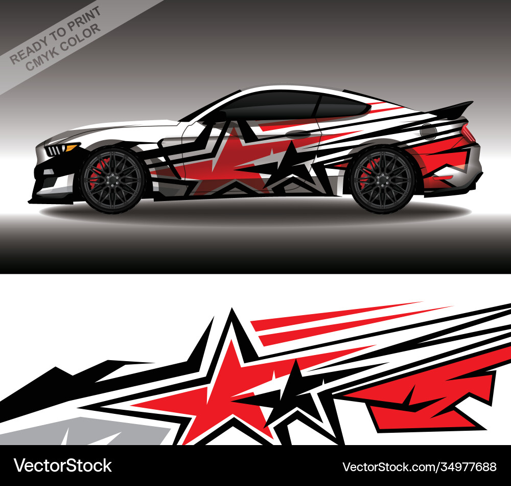 Race Car Wrap Decal - Rally Style Royalty Free Vector Image