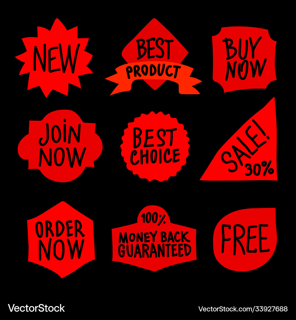 Red outline tags Royalty Free Vector Image - VectorStock