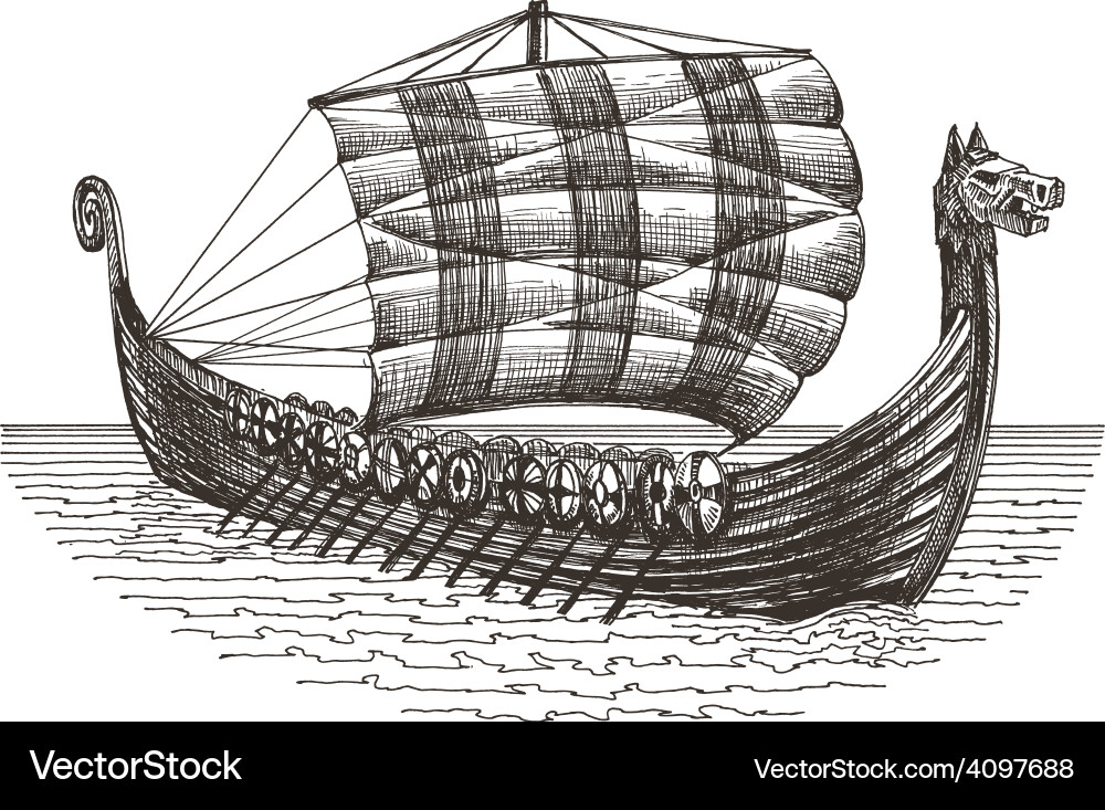 Retro ship logo design template boat Royalty Free Vector