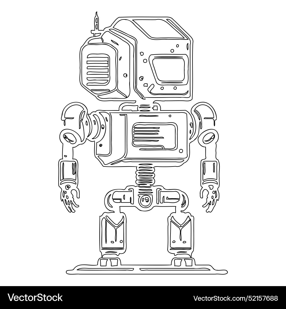Robot outline sketch Royalty Free Vector Image