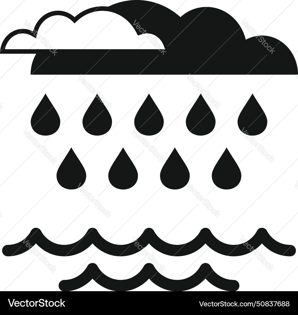Sea level rise after rains icon simple Royalty Free Vector