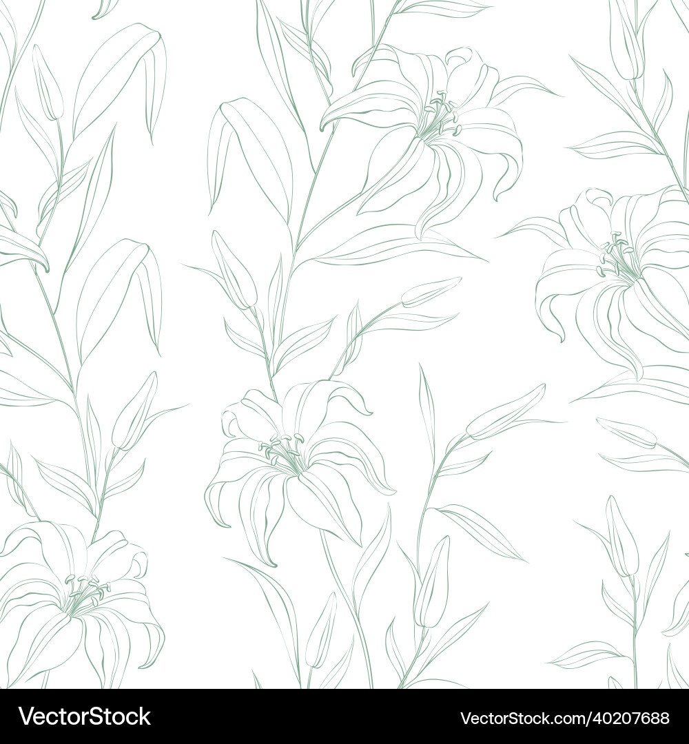 Seamless pattern from flowers of lilies on a white