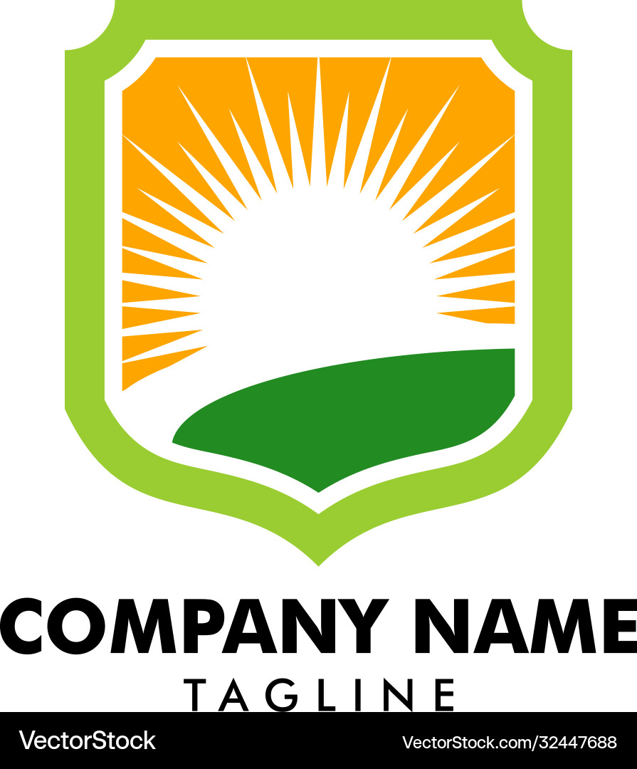 Sun shield logo icon design template element Vector Image