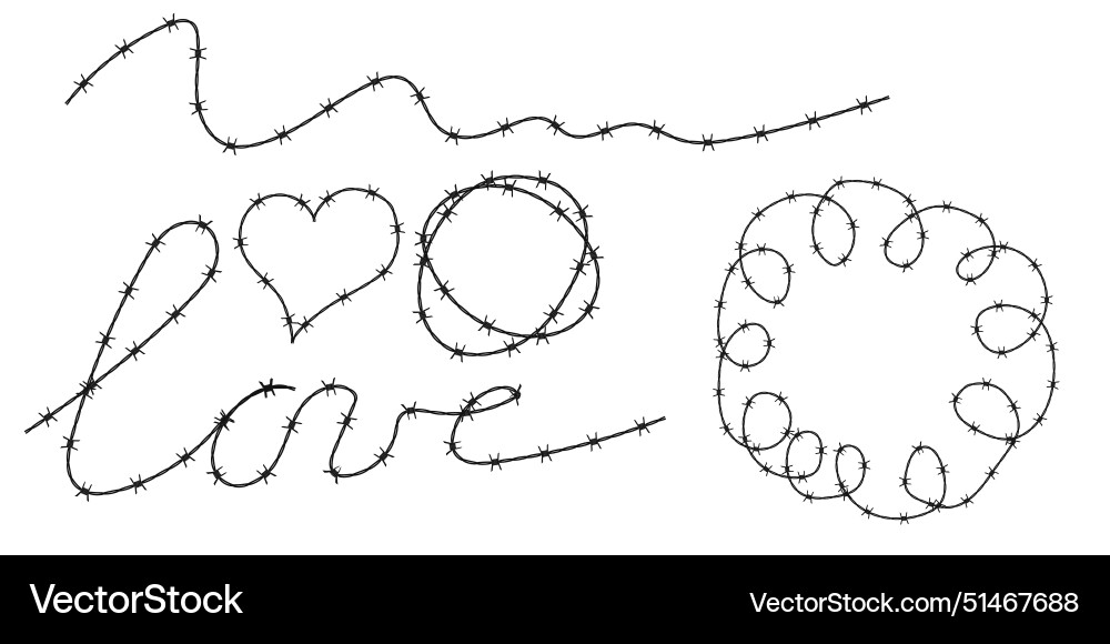 Twisted barbed wire silhouettes set in rounded Vector Image