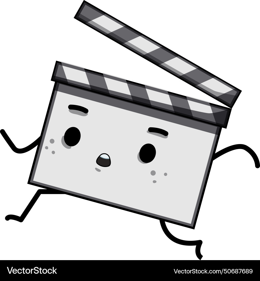 Action clapper board character cartoon Royalty Free Vector