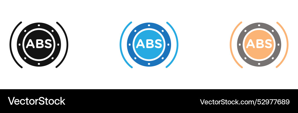Automotive abs icon line art logo set Royalty Free Vector