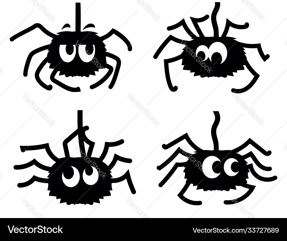 Fun spiders black graphic printable Royalty Free Vector
