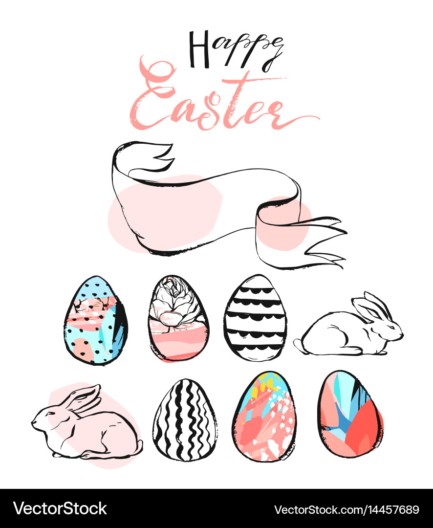 Hand drawn abstract happy easter Royalty Free Vector Image