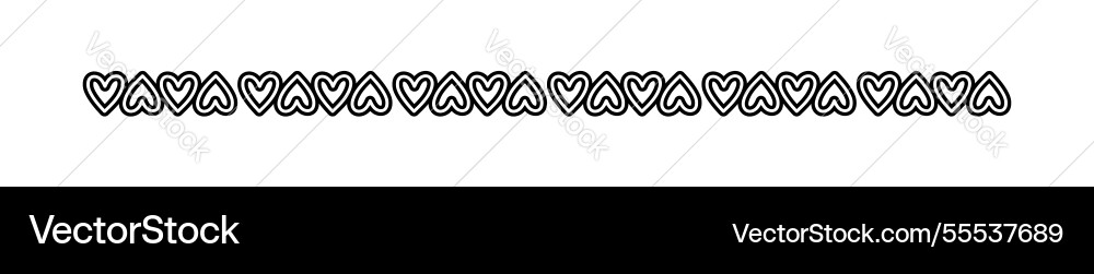 Heart line doodle art border outline Royalty Free Vector
