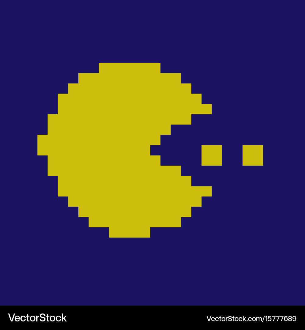Pixel smile icons pac man character Royalty Free Vector