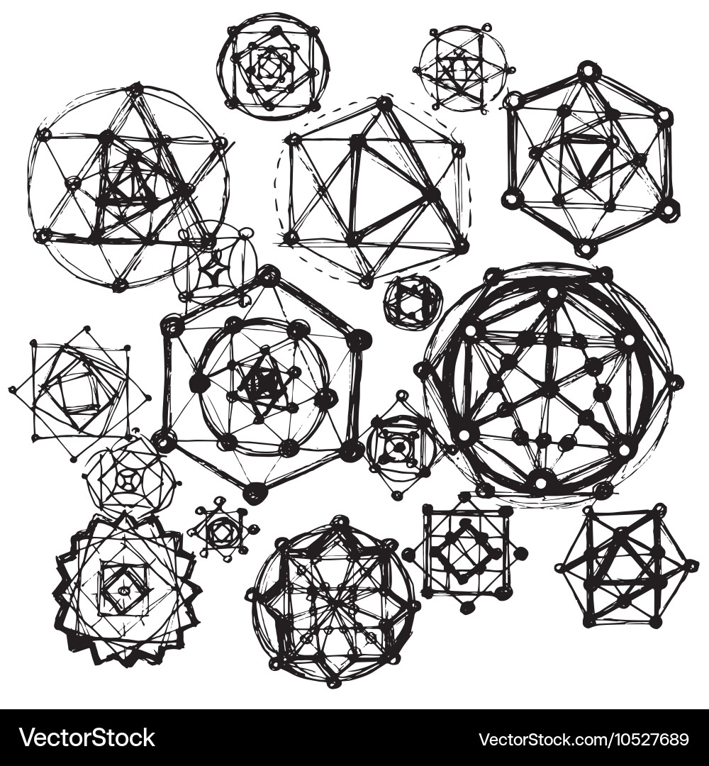 Sacred geometry symbols and elements Royalty Free Vector
