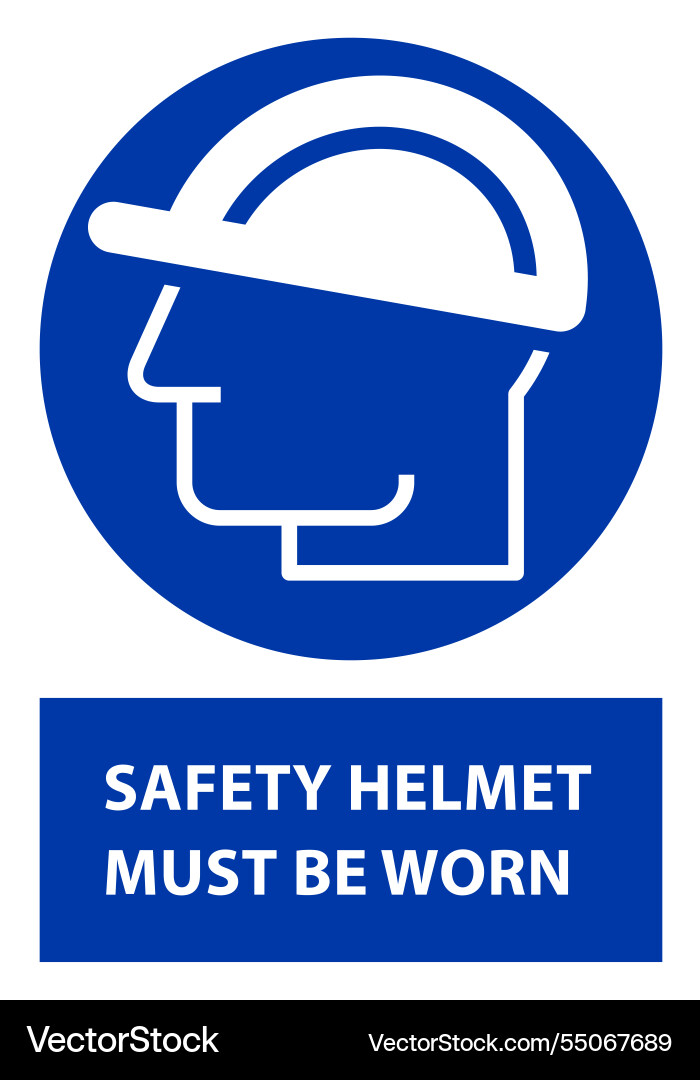 Safety helmet must be worn hard hat Royalty Free Vector