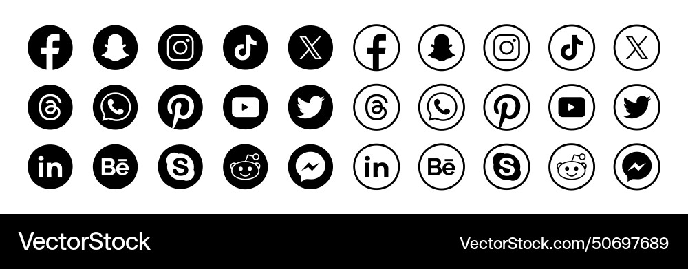 Social media icons collection Royalty Free Vector Image