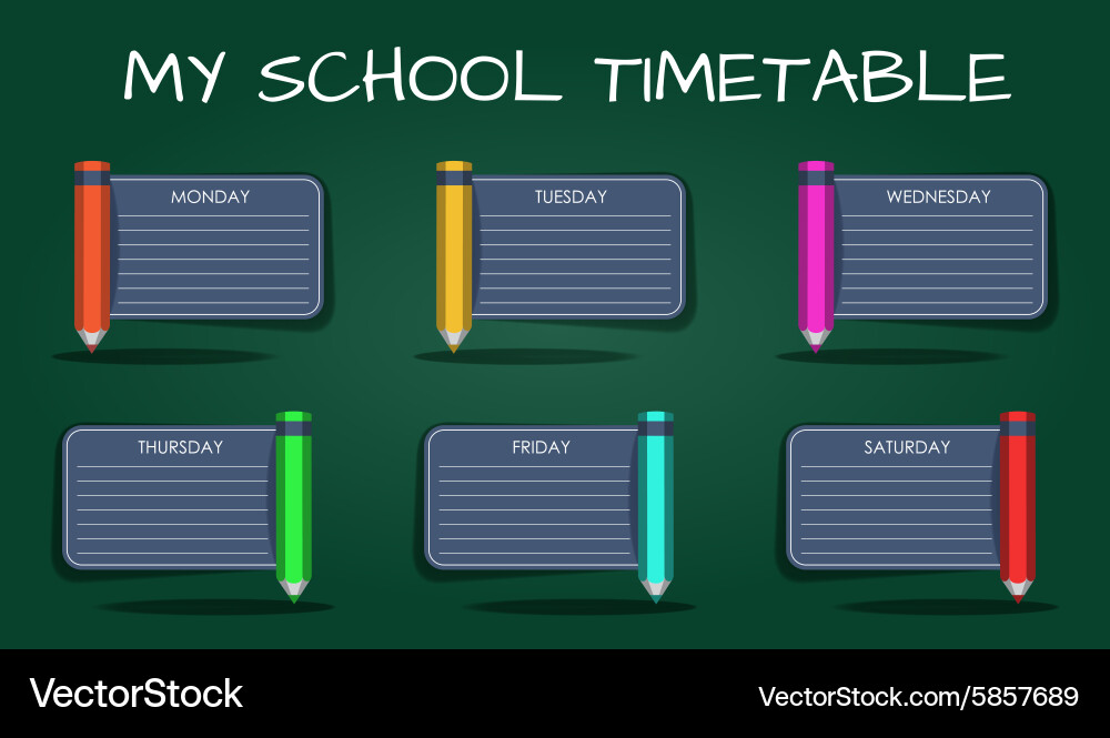 Template daily school timetable Royalty Free Vector Image
