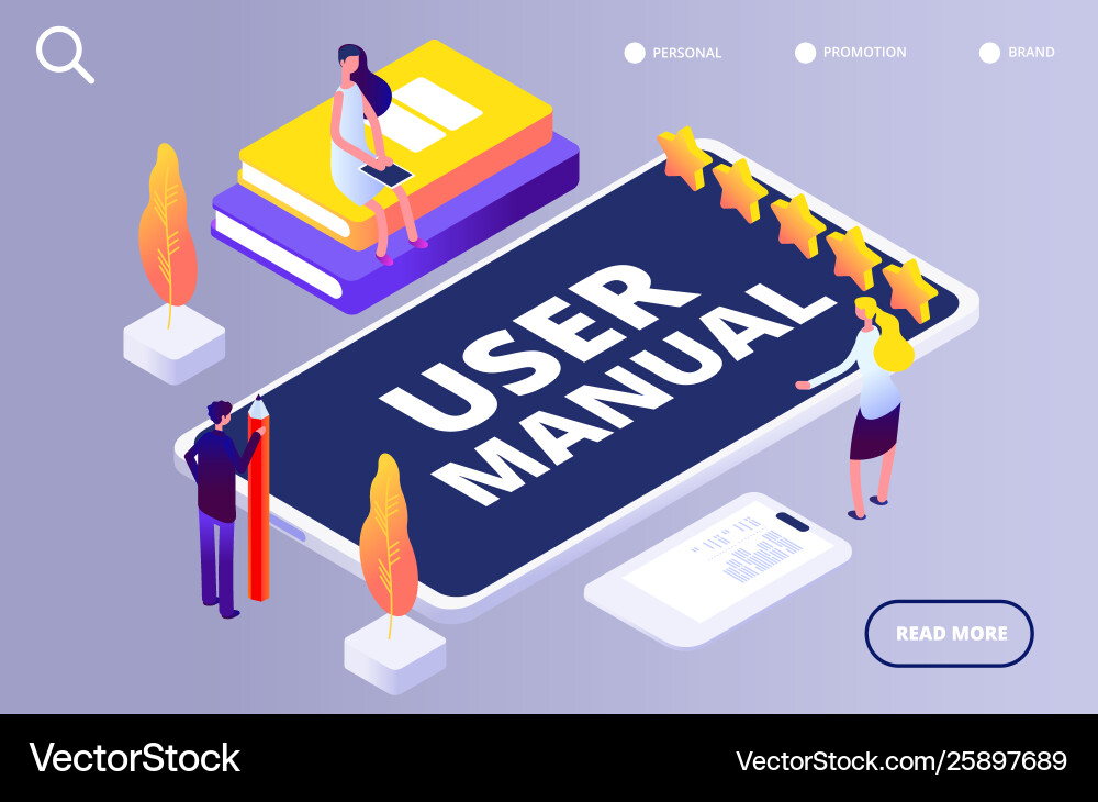 User manual concept people with guide instruction Vector Image