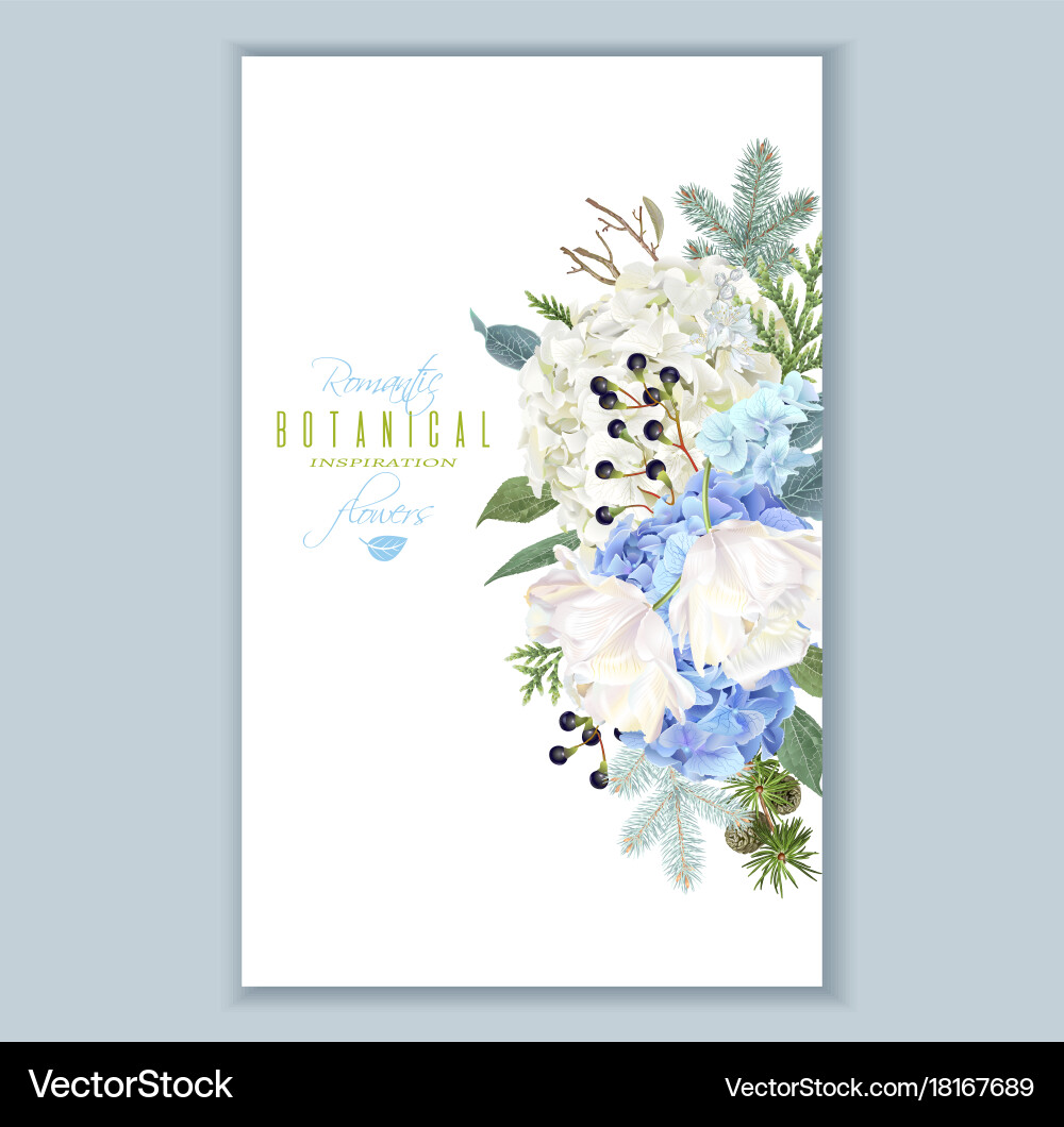 Winter Hydrangea Floral Banner Royalty Free Vector Image