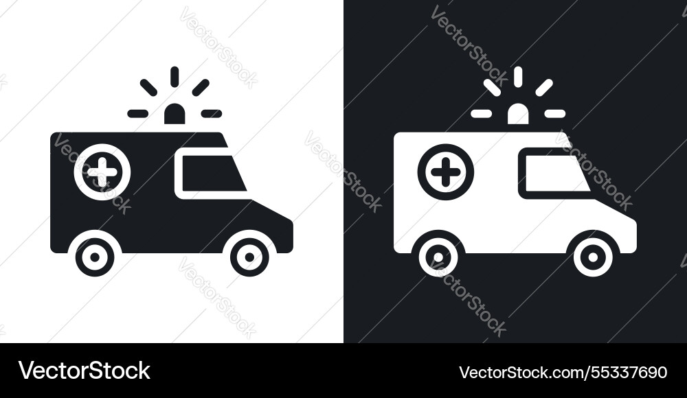 Ambulance icons set black and colored style Vector Image