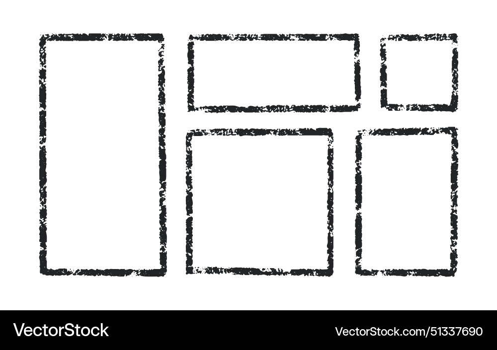 Chalk rectangle frames set hand drawn pencil Vector Image Chalk rectangle frames set hand drawn pencil Vector Image