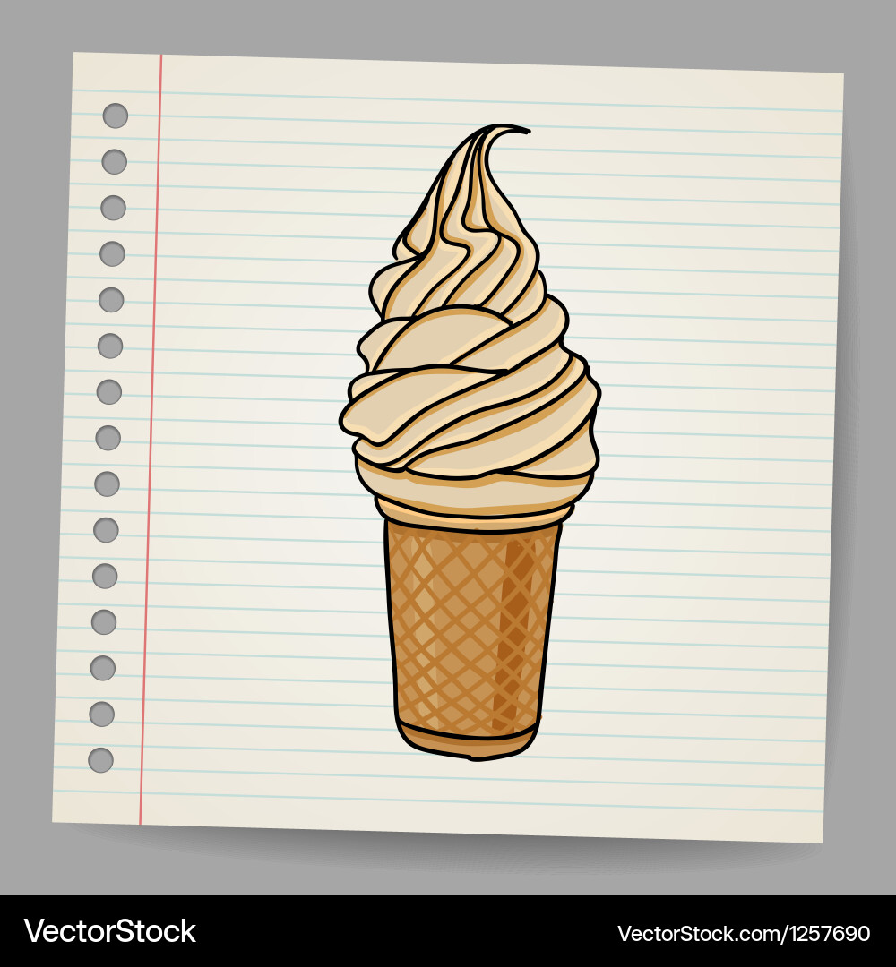 Ice cream cone doodle Royalty Free Vector Image