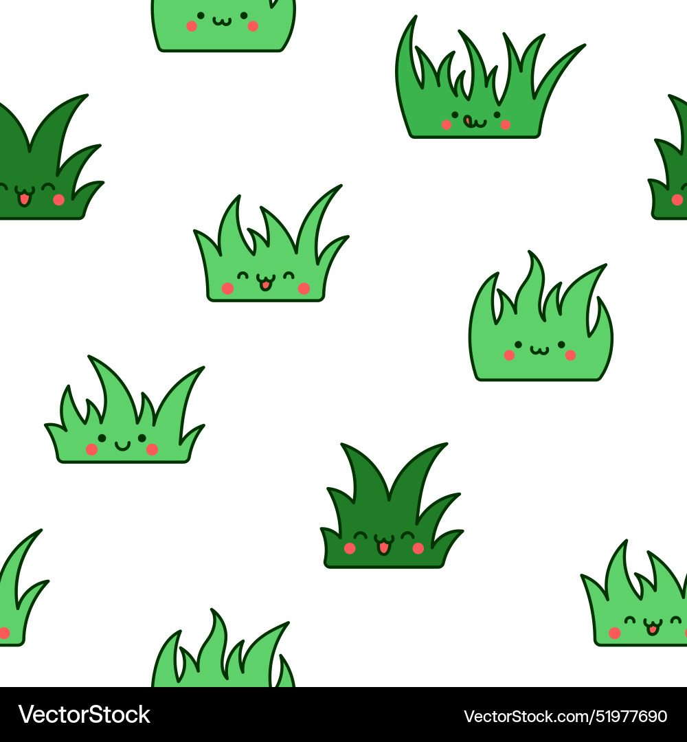 Kawaii natural lawn grass seamless pattern Vector Image