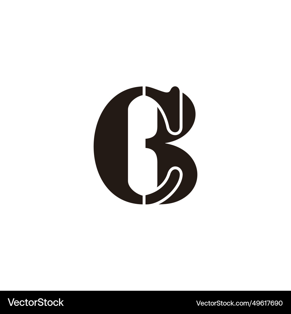 Letter cb simple retro font linked logo Royalty Free Vector