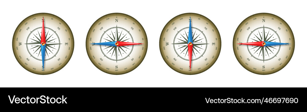 Marine compass nautical wind rose with cardinal Vector Image