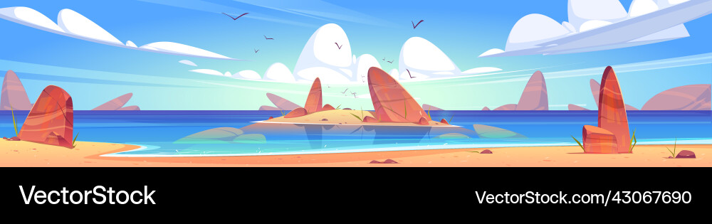 Sea beach landscape with stones Royalty Free Vector Image