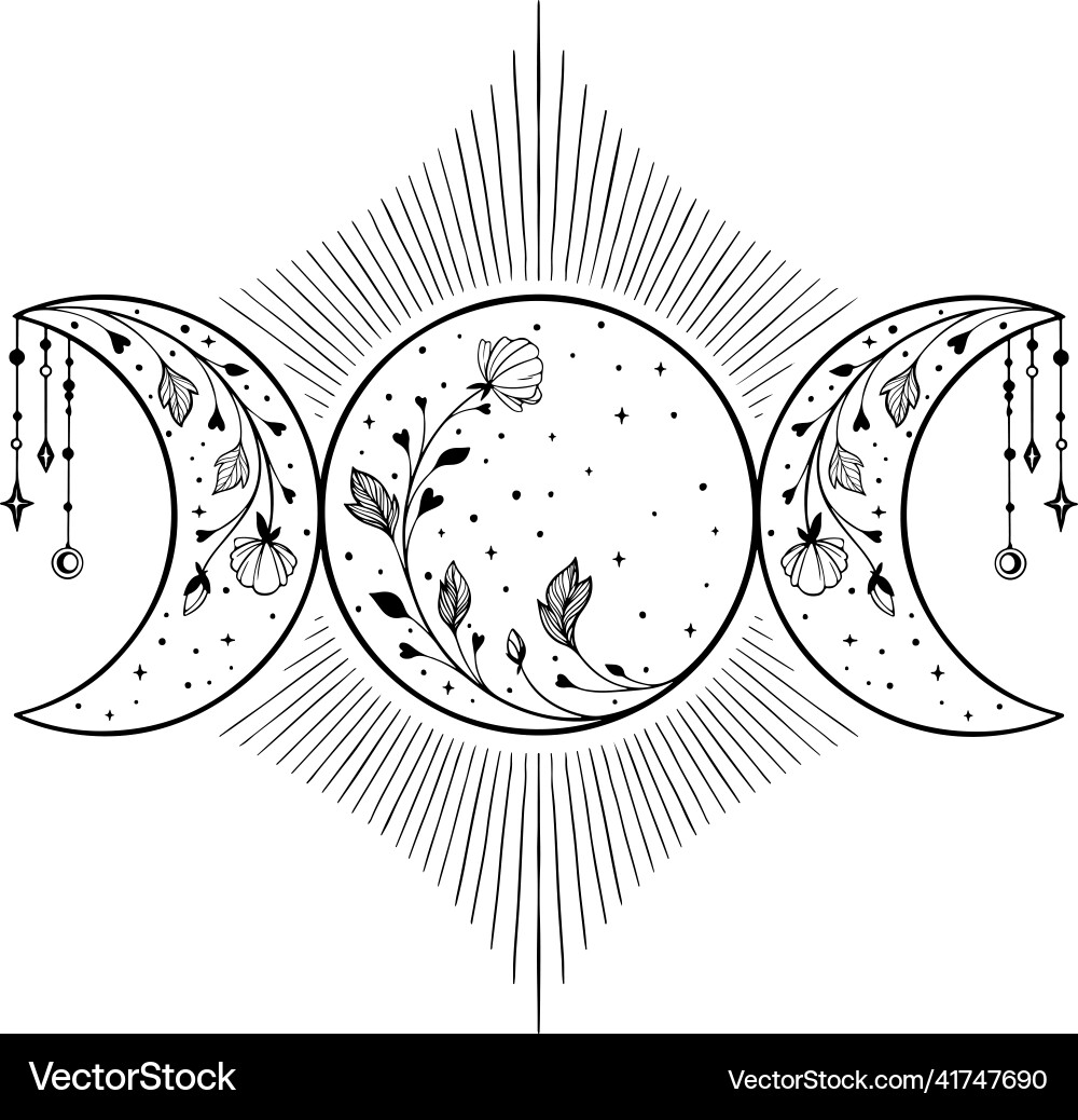 Triple moon Royalty Free Vector Image - VectorStock