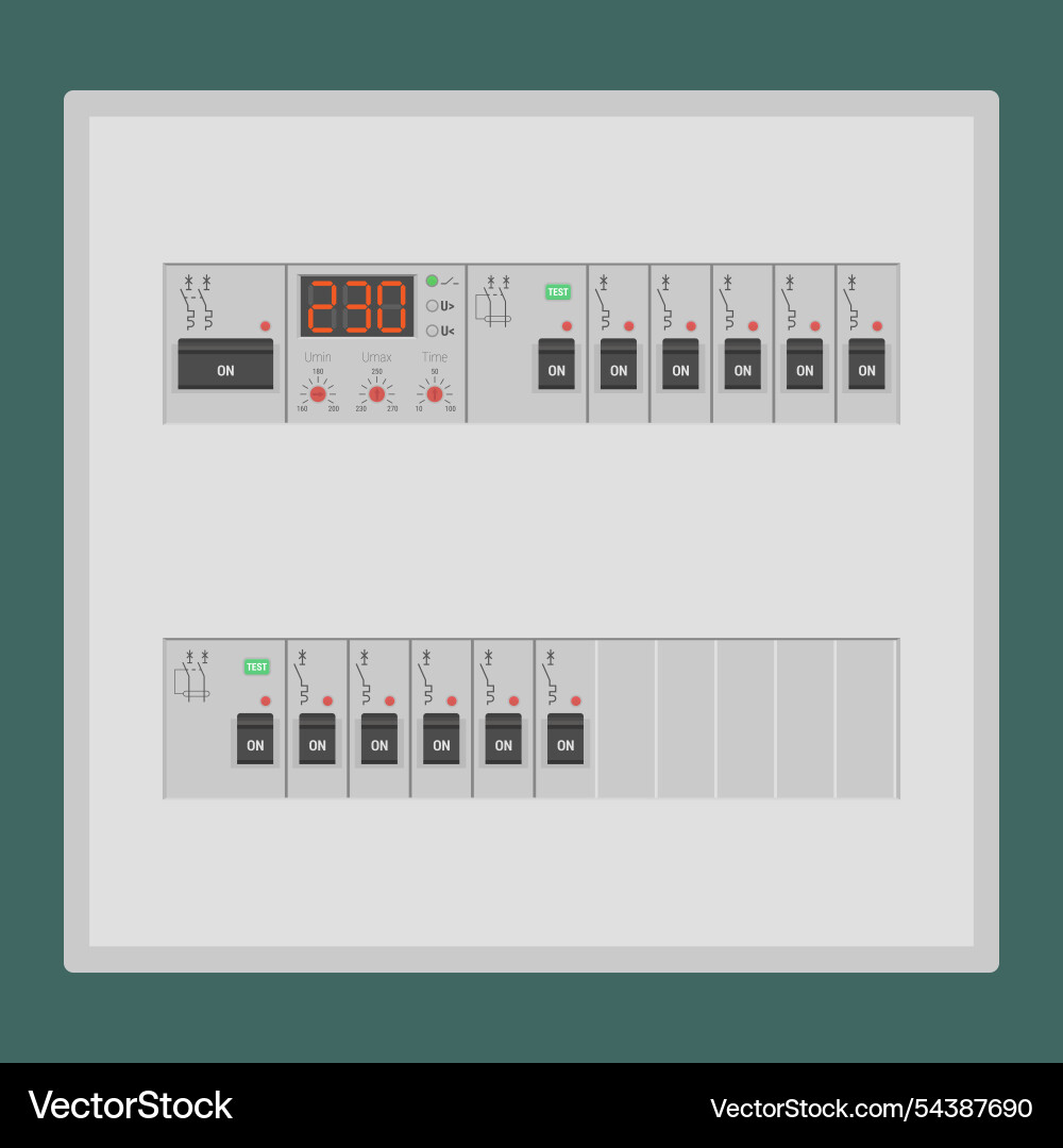 White switchboard with mounted devices Royalty Free Vector