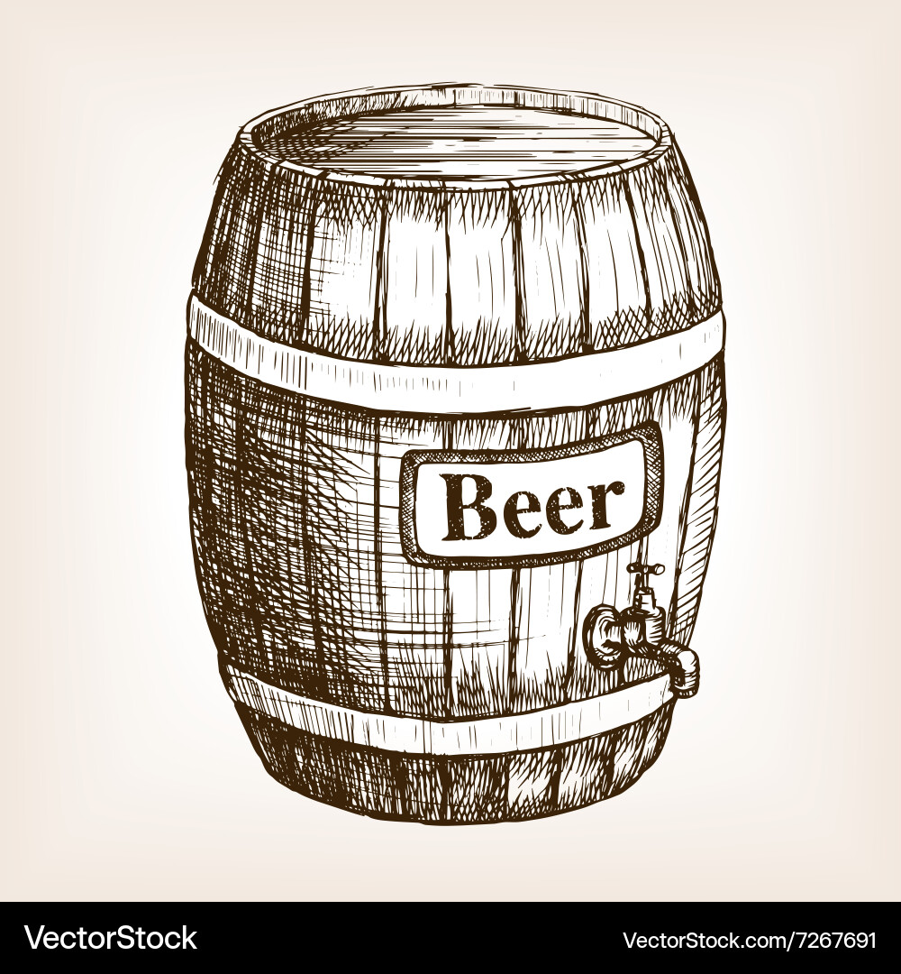 Barrel of beer sketch style Royalty Free Vector Image