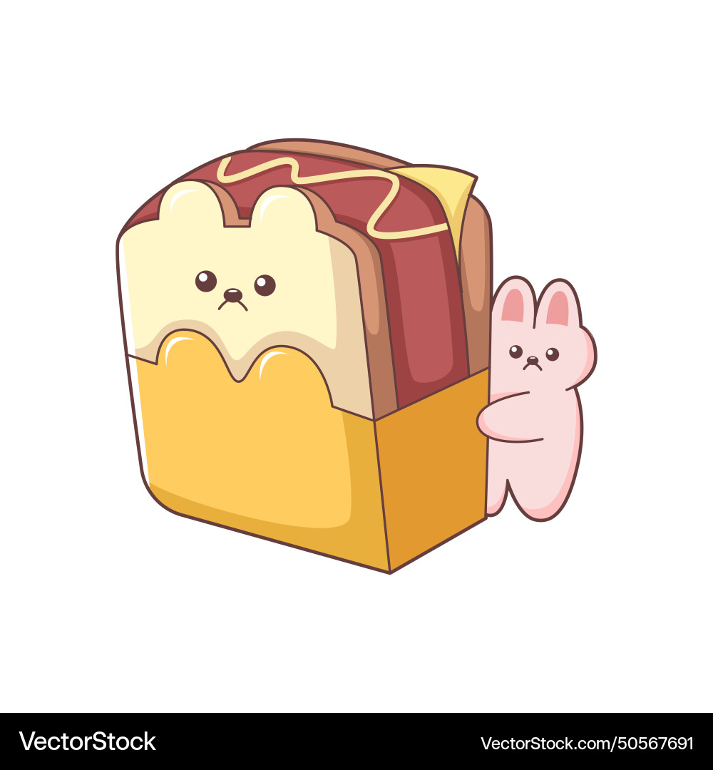 Cute toast character design Royalty Free Vector Image