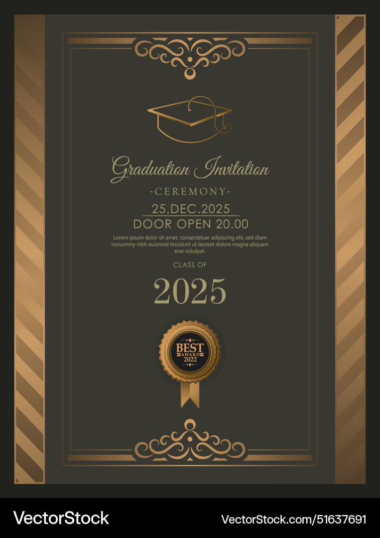 Elegant graduation invitation template Royalty Free Vector