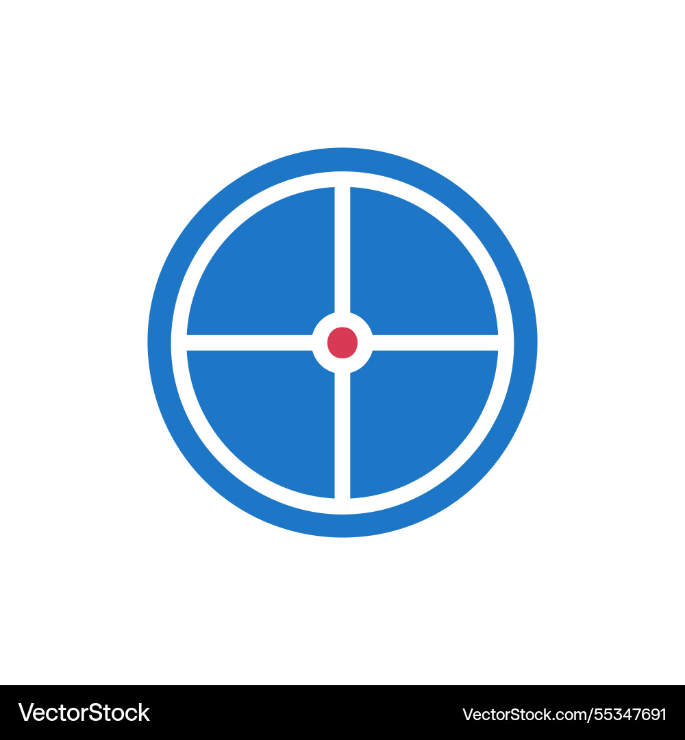 Graphic of shield with red center dot Royalty Free Vector