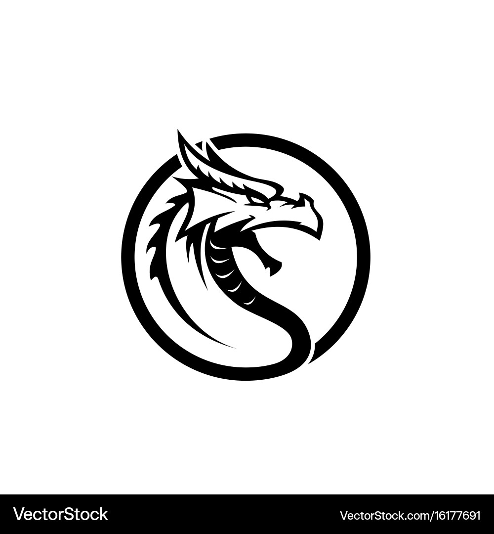 Original dragon face head black Royalty Free Vector Image