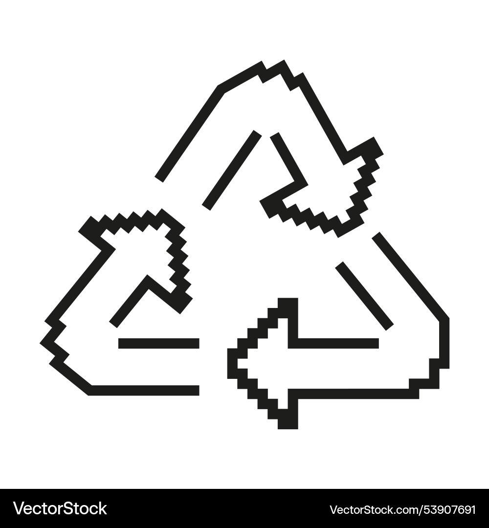 Pixel art recycle icon pixelated recycling symbol Vector Image