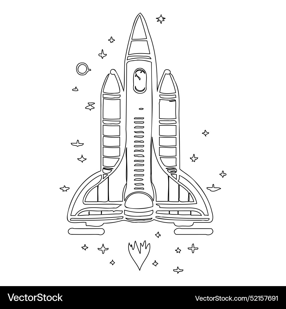 Space shuttle outline sketch Royalty Free Vector Image