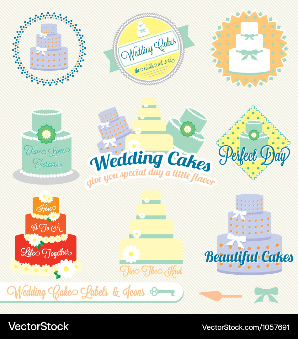 Wedding Cake Labels & Icons Royalty Free Vector Image