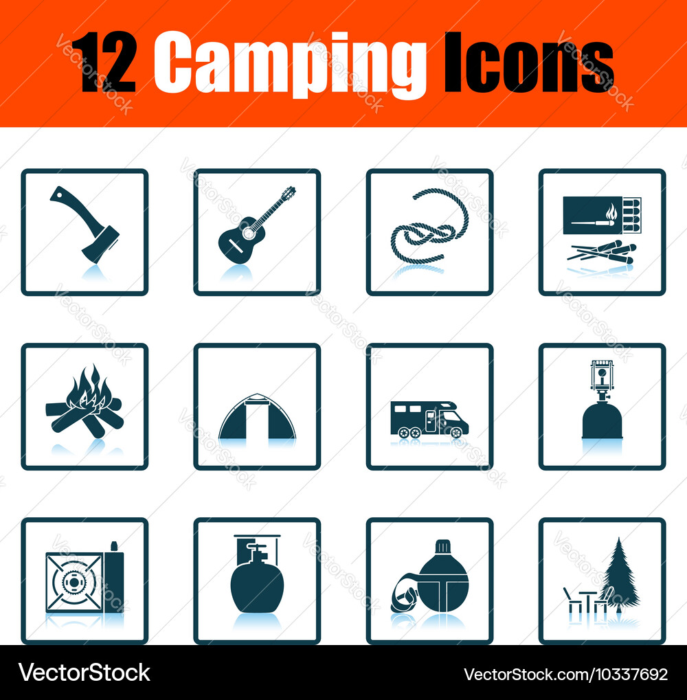 Camping icon set Royalty Free Vector Image - VectorStock