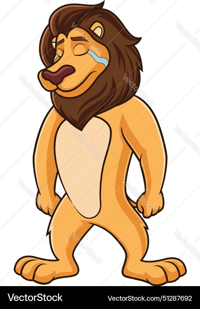 Cute lion crying Royalty Free Vector Image - VectorStock