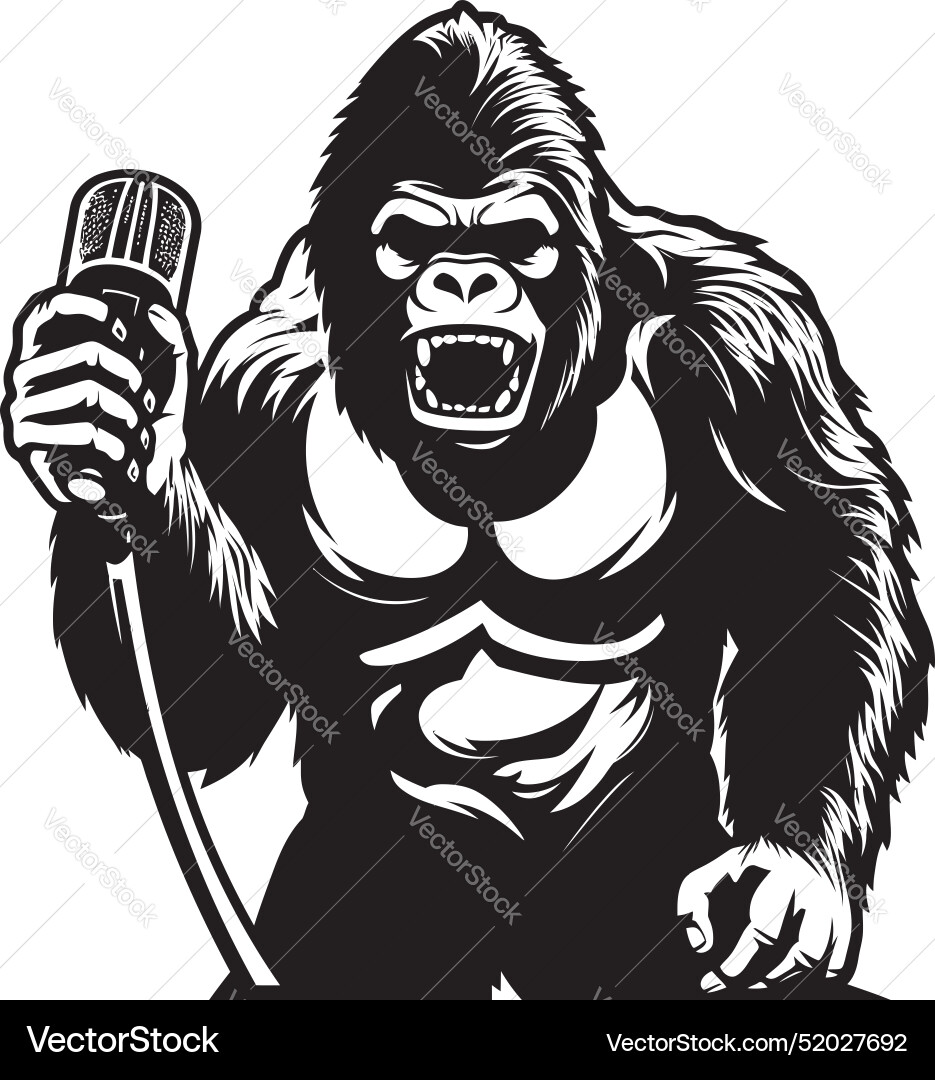 Gorilla groove black emblem mic master iconic Vector Image